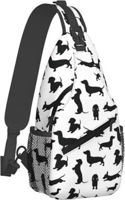 Generic Sacoche Tactique Chiens noirs Casual Sac De Poitrine Mode Crossbody Bag pour &eacute;cole Voyage Cyclisme