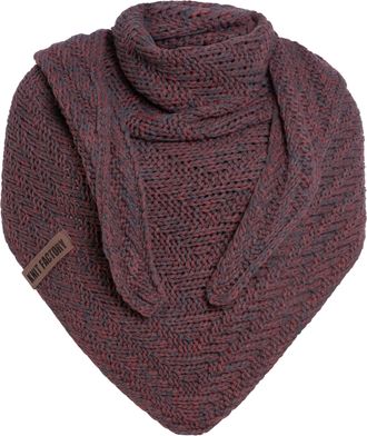 Knit Factory Dreiecksschal Sally - Damen Strickschal mit Wolle - Grob gestrickten Schal - Hochwertige Qualit&auml;t - XXL Schal - 220x85 cm - Anthrazit/Stone Red