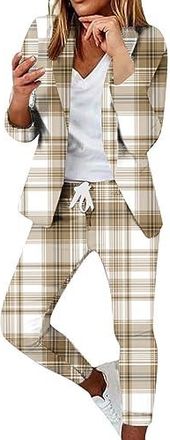 E.SSUE Tailleur Femme pantalon 2 Pi&egrave;ces Ensemble Chic et Elegant Slim Fit Couleur Unie Blazer Veste Formel Entreprise Bureau Travail Tailleur Pantalon Costum