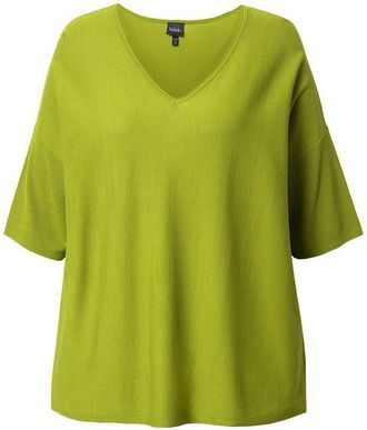 Ulla Popken Strickpullover Pullover Oversized V-Ausschnitt Halbarm