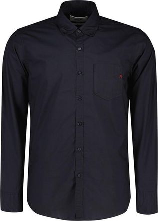 Replay Herren Hemd Langarm mit Brusttasche, Blau (Deep Blue 088), L