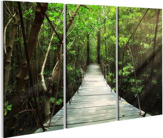 Islandburner Bild auf Leinwand Hängebrücke Im Wald Wandbild Poster Kunstdruck Bilder