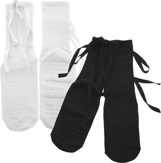 BESPORTBLE 2paires Lot Chaussettes De Yoga Pour Femmes -mollet Avec Sangles Antid&eacute;rapantes Et Respirantes Pour Fitness Et Danse
