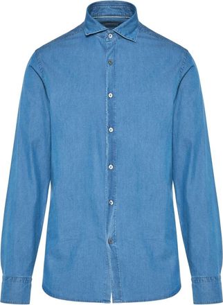 Canali Homme, Chemises, Bleu, Taille: 2XL Chemise Effet Denim