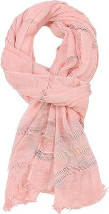 Generic Écharpe Homme Écharpe à Rayée Coton Lin Doux Longue Écharpe Foulard Chèche avec Frangé Chèche Chale Stole pour Automne et Hiver (Rose)