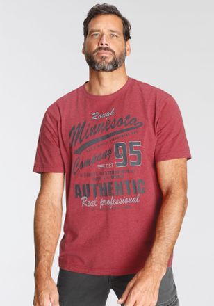 Man's World T-Shirt MANS WORLD, Herren, Gr. 5XL (72/74), rot (rot, meliert), Single Jersey, Obermaterial: 60% Baumwolle, 40% Polyester, bedruckt, meliert, normal,