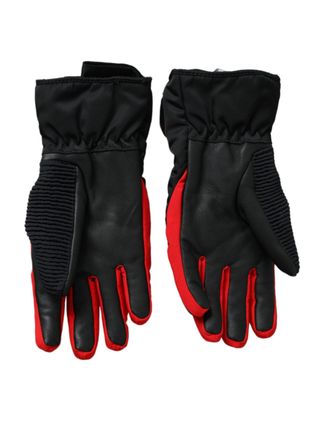 Dolce & Gabbana Mens Black Red Nylon Wrist Length Gloves And Pu Polyester