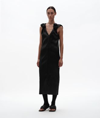 Bottega Veneta Robe pliss&eacute;e en satin - Noir - Femme - 32