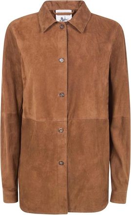 Semicouture Chemise en daim &agrave; empi&egrave;cements - Femme - Vestes - Beige - Taille: 44 FR