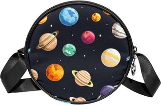 Generic Sac &agrave; bandouli&egrave;re Circle pour femme, petit sac &agrave; bandouli&egrave;re color&eacute; avec fermeture &eacute;clair, bretelles r&eacute;glables, sac &agrave; main rond d&eacute;contract&eacute; pour femme