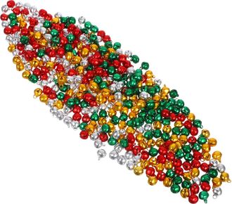 Lurrose TEHAUX 400 St&uuml;ck Mini Weihnachtsgl&ouml;ckchen Metallbastelgl&ouml;ckchen in Gold Silber Rot Gr&uuml;n f&uuml;r DIY Schmuck Haustier Schl&uuml;sselanh&auml;nger Windspiele Festlich