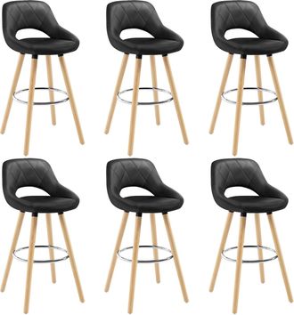 Woltu Barhocker 6er Set, Barstuhl Küchenhocker Thekenhocker, Hocker mit Rückenlehne Fußstütze, aus Holz Kunstleder, für Bar Küche Theke Restaurant Café, Sch