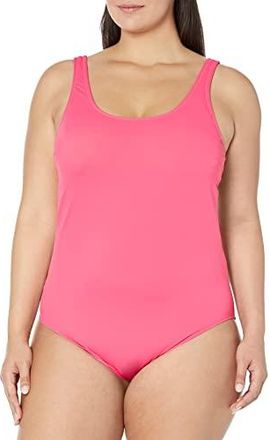 Amazon Essentials Maillot de bain une pièce à couverture complète (grandes tailles disponibles) Femme, Rose Incandescent, 5XL Grande taille
