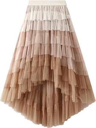 Generic Jupe tutu longue pour femme - Taille &eacute;lastique - Style classique - Couleur d&eacute;grad&eacute;e - Jupe de bal de fin dann&eacute;e, de sortie d&eacute;contract&eacute;e - Couleur pure