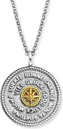 Engelsrufer Damen Halskette Aloha aus Sterling Silber mit rundem Bicolor Talisman Anhänger - Karabinerverschluss - in drei Längen verstellbar - nickelfrei