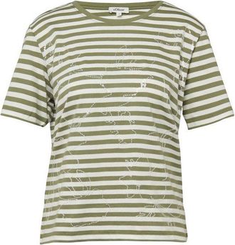 s.Oliver Kurzarmshirt T-Shirt Gestreiftes Baumwoll-T-Shirt mit Pailletten