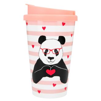Depesche 2180.021 To-Go Becher aus Kunststoff mit Motiv, 350 ml, wiederverwendbar, Panda