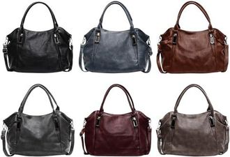 Generic Sac &agrave; bandouli&egrave;re en cuir synth&eacute;tique pour femme (noir)