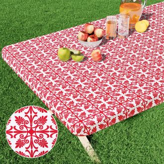 Misaya Rechteckige Vinyl-Tischdecke, elastische Flanell-Tischdecke, 100 % wasserdichte Kunststoff-Tischdecke, passend f&uuml;r 120 cm Klapptische f&uuml;r Picknick, Ca