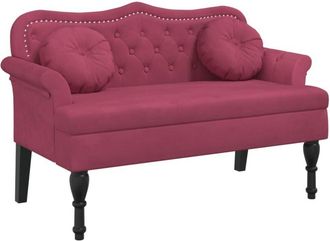 vidaXL Vidaxl - Banc avec coussins bordeaux 120,5x65x75 cm - Velours doux et confortable - Pieds en bois massif dh&eacute;v&eacute;a - Design capitonn&eacute; &eacute;l&eacute;gant