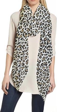 Lina & Lily Écharpe légère pour femme avec imprimé léopard, Blanc, noir, marron., 180 X 100 cm