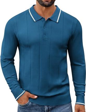 Coofandy Pull &agrave; manches longues en tricot pour homme Coupe r&eacute;guli&egrave;re, bleu marine, M