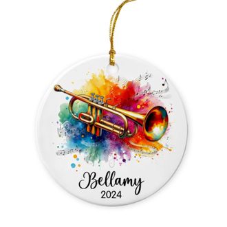 Generic Trompete Weihnachtsanh&auml;nger Weihnachtsbaumschmuck Mit Schnur Weihnachtsdeko Keramik Geschenkanh&auml;nger