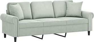 vidaXL vidaXL 3-Sitzer-Sofa mit Zierkissen Hellgrau 180 cm Samt