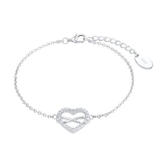 s.Oliver SO PURE Armband f&uuml;r Damen mit Herz Anh&auml;nger und Infinity Symbol, Zirkonia / 925 Sterling Silber, Rhodiniert, L&auml;nge: 17-20cm