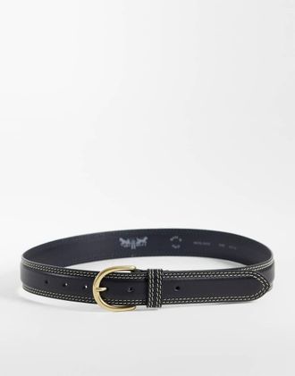 Levi's Olivia klassischer G&uuml;rtel mit Faux-Feather-Kante in Caviar-Gr&uuml;n