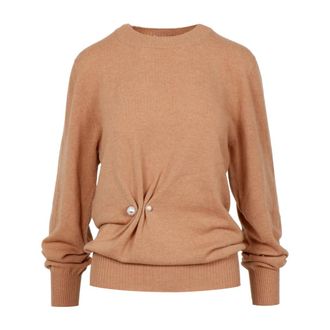 Alberta Ferretti Femme, Pulls, Beige, Taille: 38 FR Pull ras du cou orn&eacute; de broches