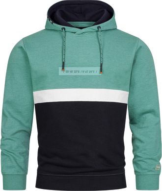 Indicode Herren INMagnus Sweatshirt mit Kapuze aus Baumwollmischung | Hoodie Kapuzenpullover für Männer Deep Sea, XL