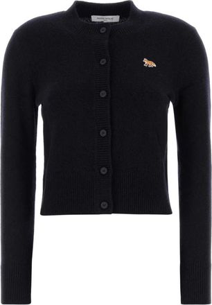 Maison Kitsun&eacute; Baby Fox Lammwoll Cardigan - - Knitwear - Damen - Blau - L