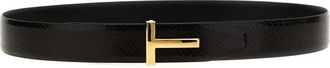 Tom Ford Homme, Accessoires, Noir, Taille: 110 CM Printed Python Reversible Icon T Belt