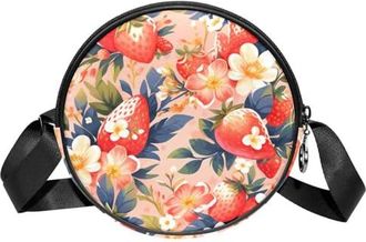 Generic Sac &agrave; bandouli&egrave;re rond pour femme, motif fruits d&eacute;t&eacute; color&eacute;s, petit sac &agrave; bandouli&egrave;re avec fermeture &eacute;clair, bretelles r&eacute;glables, sac &agrave; main rond d&eacute;co