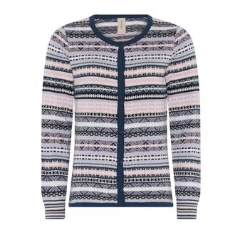 Skovhuus Femme, Pulls, Multicolore, Taille: 42 FR Cardigan bleu en jacquard avec boutons