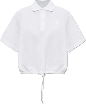 Moncler Femme, Tops, Blanc, Taille: 40 FR Polo avec &eacute;cusson logo