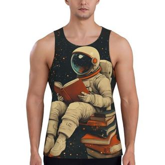Generic D&eacute;bardeur respirant &agrave; s&eacute;chage rapide sans manches pour homme pour entra&icirc;nement &agrave; la plage S &agrave; 4XL, Astronaute de lecture spatiale 8, 4XL