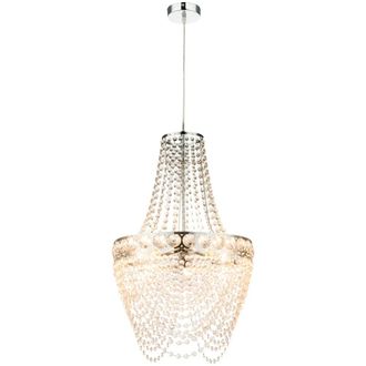 Globo Lighting Kristallleuchter h&auml;ngend Wohnzimmer H&auml;ngelampe Modern Deckenlampe Kronleuchter, verchromt klar, 3 Flammig E27, DxH 38x150 cm