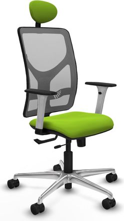 Piqueras y Crespo B&uuml;ro-Rollstuhl mit wei&szlig;en und schwarzen Armlehnen, h&ouml;henverstellbare Lendenwirbelst&uuml;tze und festes Kopfteil, ausgestattet mit Syncro/Traslack. Grau/Pi