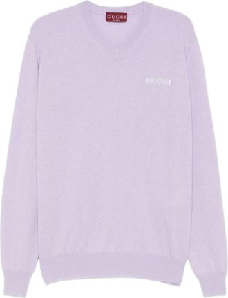 Gucci Kaschmirpullover mit V-Ausschnitt - Violett