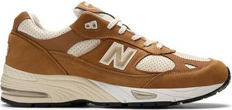 New Balance Homme Made in UK 991v1 en Marron/Beige, Cuir, Taille 40.5