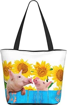 AOOEDM Sac &agrave; provisions pour femme fleur de soleil et cochons 33 x 27,9 x 17,8 cm. Le cadeau parfait pour la Saint-Valentin. Cest de la Saint-Valentin pour m
