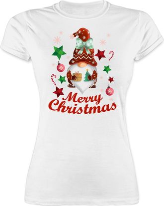 Shirtracer Shirt Damen - Weihnachten Geschenke Bekleidung - Weihnachtlicher Wichtel I Weihnachtsmotiv I Merry Christmas Wichtelmotiv - M - Wei&szlig; - weihnachtshirts