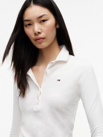 Tommy Jeans Langarm-Poloshirt TJW SLIM ESSENTIAL LS POLO Baumwollmischung, slim fit