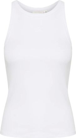 Gestuz Femme, Tops, Blanc, Taille: 40 FR Cropped Logo Tank Top Blanc &Eacute;clatant