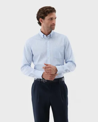 van Laack Gestreiftes Oxfordhemd mit Button-Down Tailor Fit