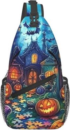 Generic Sac &agrave; dos &agrave; bandouli&egrave;re motif squelette de monstre pleine lune for&ecirc;t sac &agrave; dos de voyage sac &agrave; dos bandouli&egrave;re pour homme sac &agrave; dos de randonn&eacute;e