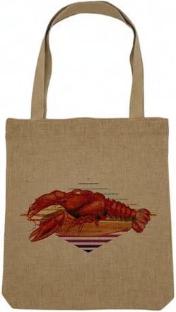 Fabulous Sac Shopping Tote Bag Aspect Lin - Homard Surfer Collage Vintage Illustration Humour Plage Surf Zoomer 80s - Sac de Courses Toile Epaisse 360g Beige N