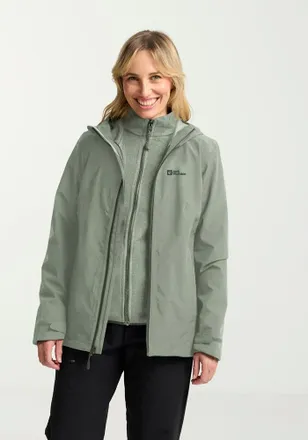 Jack Wolfskin 3-in-1-Funktionsjacke JACK WOLFSKIN MOONRISE 3IN1 JKT W, Damen, Gr. L (42/44), mintleaf, Obermaterial: 100% Polyester; Futter: 100% Polyester; Innenja